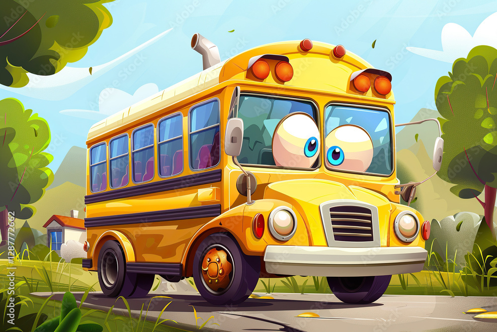 Beautiful colorful fictional cartoon car with pronounced headlights ...