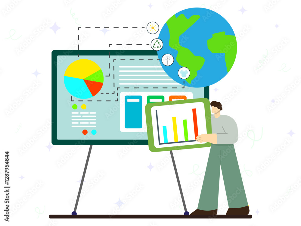 Management of natural energy resources in world concept . A man holding ...