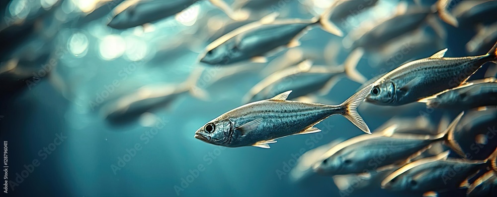 Ocean acidification idea. A mesmerizing school of fish swimming ...