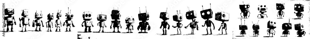 Retro-style robot characters, including cartoonish vintage bots ...