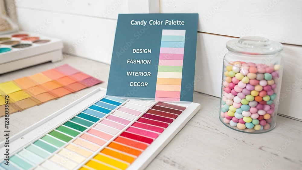 Delicate pastel arrangement featuring candy mints, a complementary ...