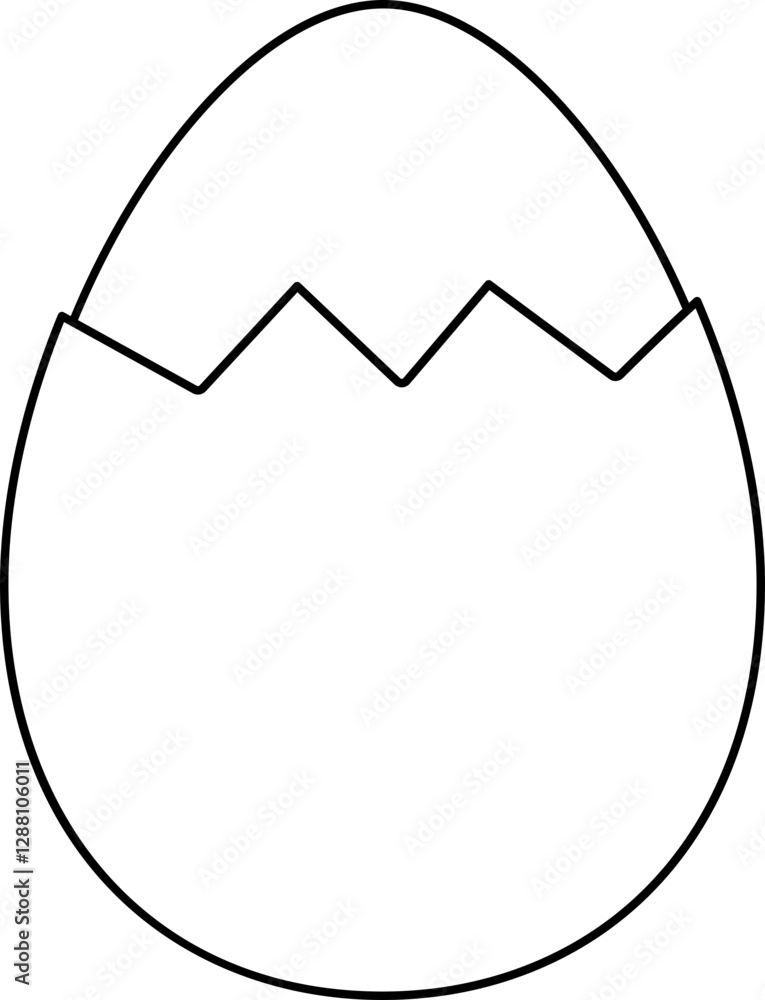Breakfast egg outline. Half peeled boiled egg coloring page. Flat stock ...