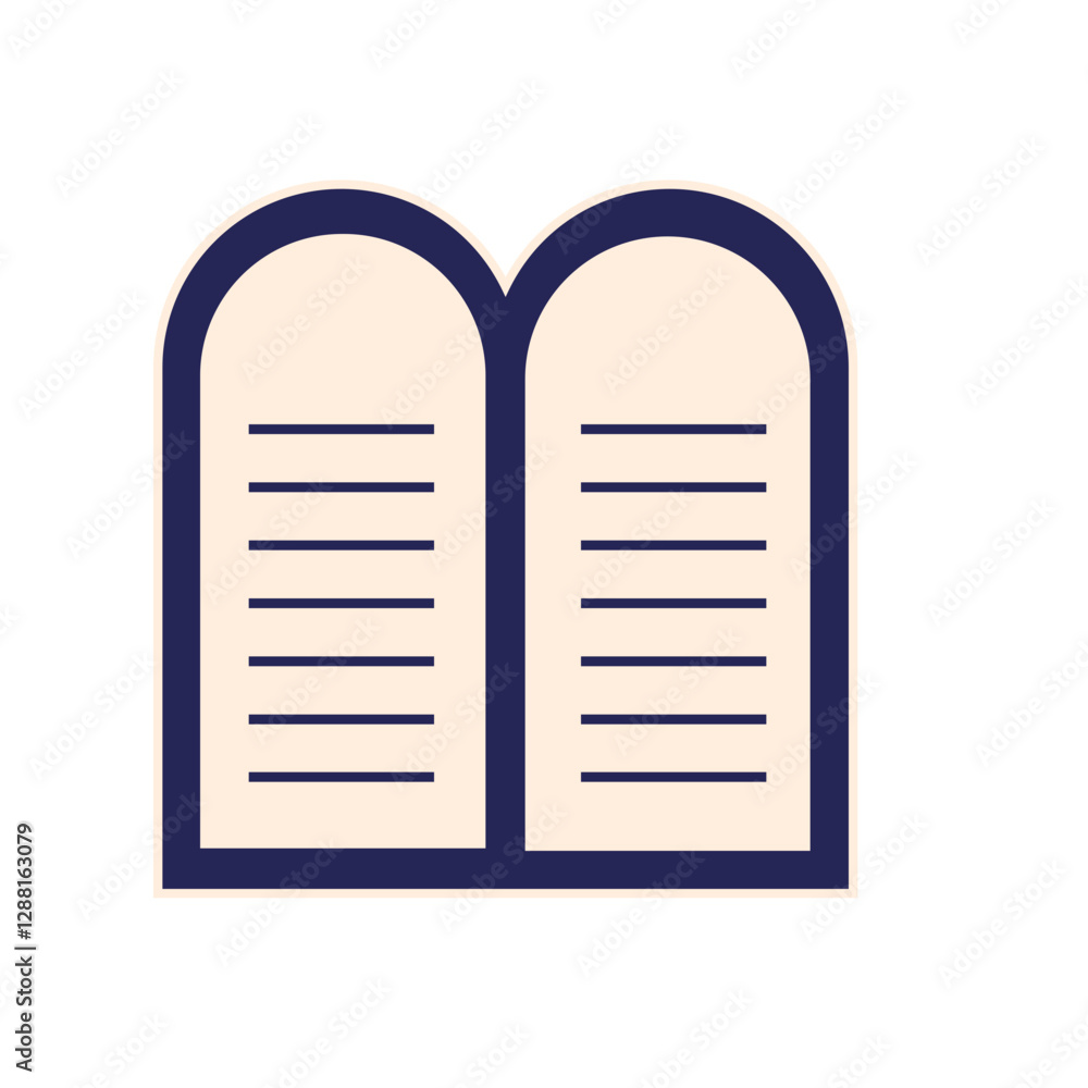 Torah line icon. Depicts two stone tablets representing the Ten ...