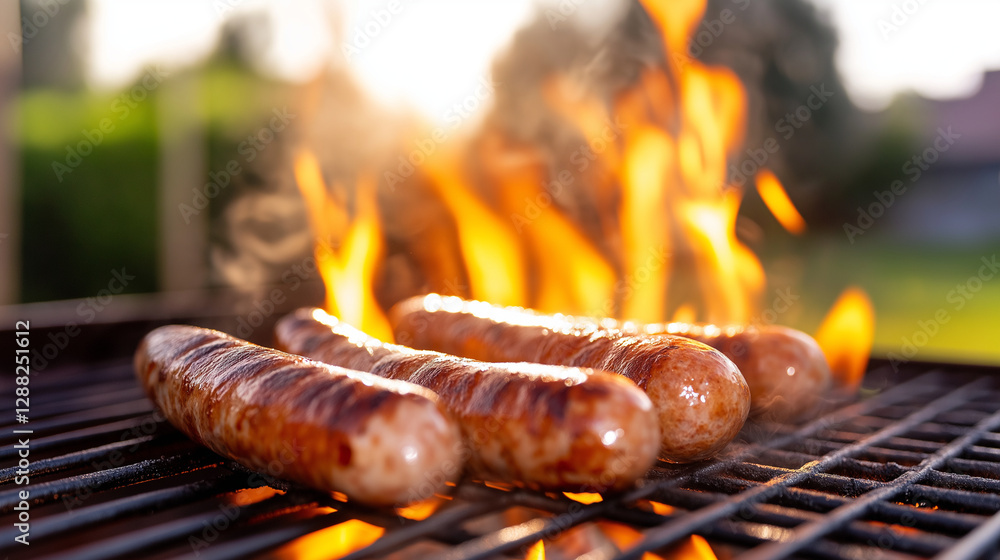 Thick, juicy boerewors sausage sizzles on a traditional South African ...