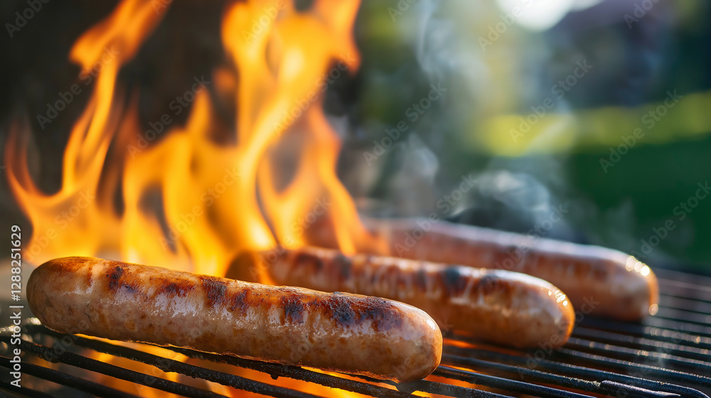 Thick, juicy boerewors sausage sizzles on a traditional South African ...