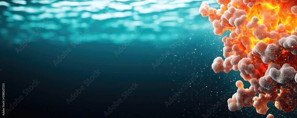 Ocean acidification concept. A vibrant underwater explosion showcasing ...