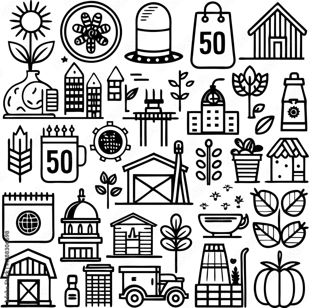 "Farm and Agriculture Line Editable Icon Set" includes symbols like ...