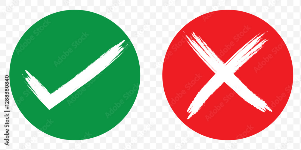 Transparent PNG available Green tick symbol and red cross sign in ...