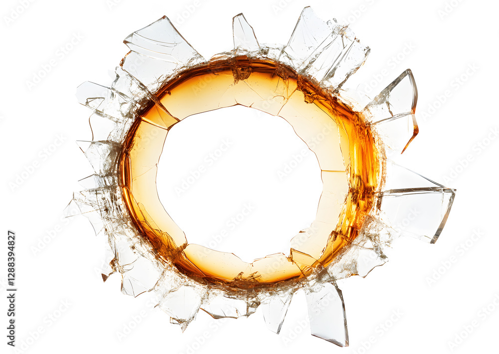 Bullet hole with cracked broken damaged on glass or wooden walls ...