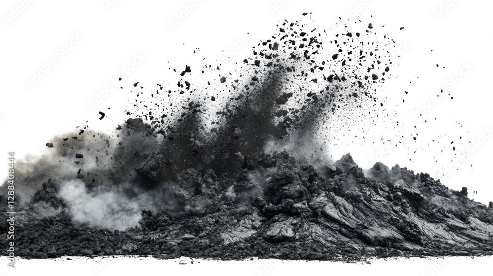 Explosion of black ash particles on transparent background png format ...
