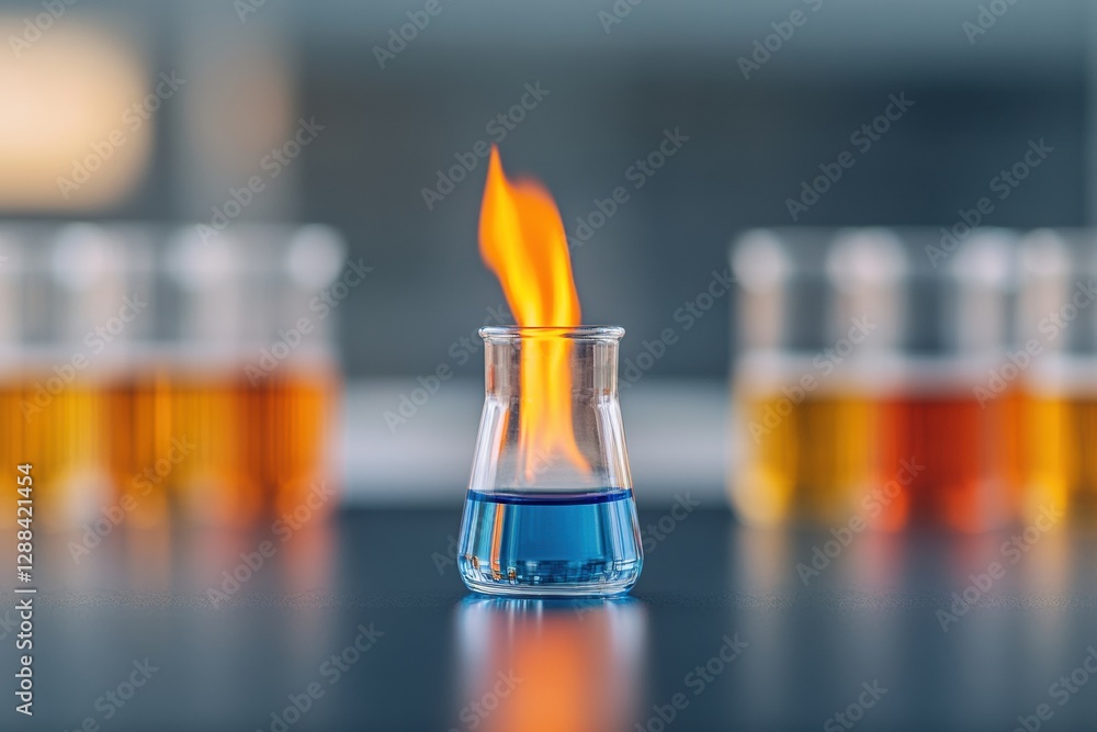 Modern Lab Aesthetics Blue Flame Bunsen Burner with Vivid Chemical ...