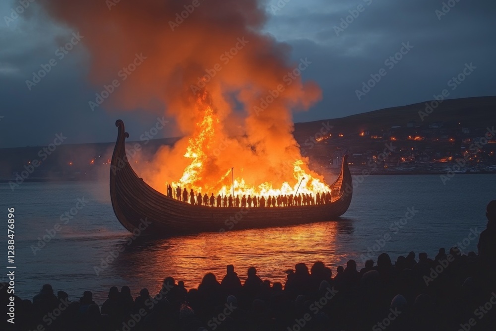 Viking ship ceremony features fiery tribute on the water during ...