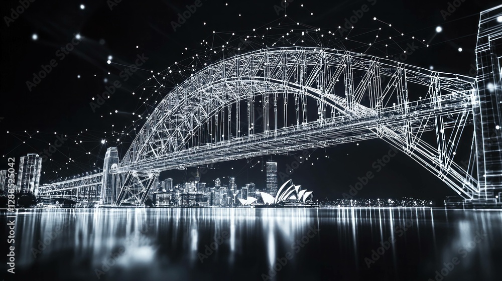 Artistic black and white illustration of Sydney s iconic landmarks ...