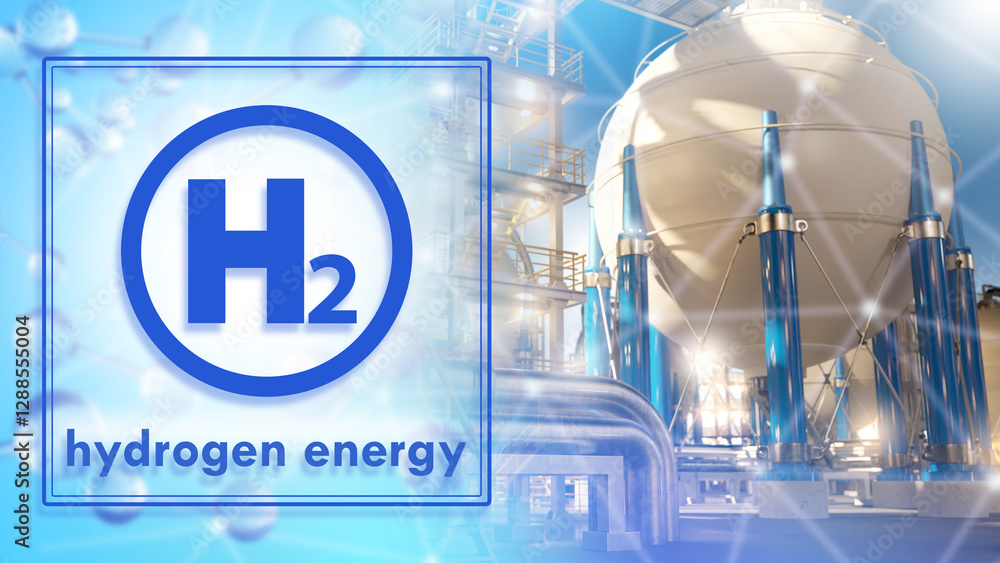 Hydrogen energy. H2 logo. Hydrogen energy factory. High pressure tanks ...
