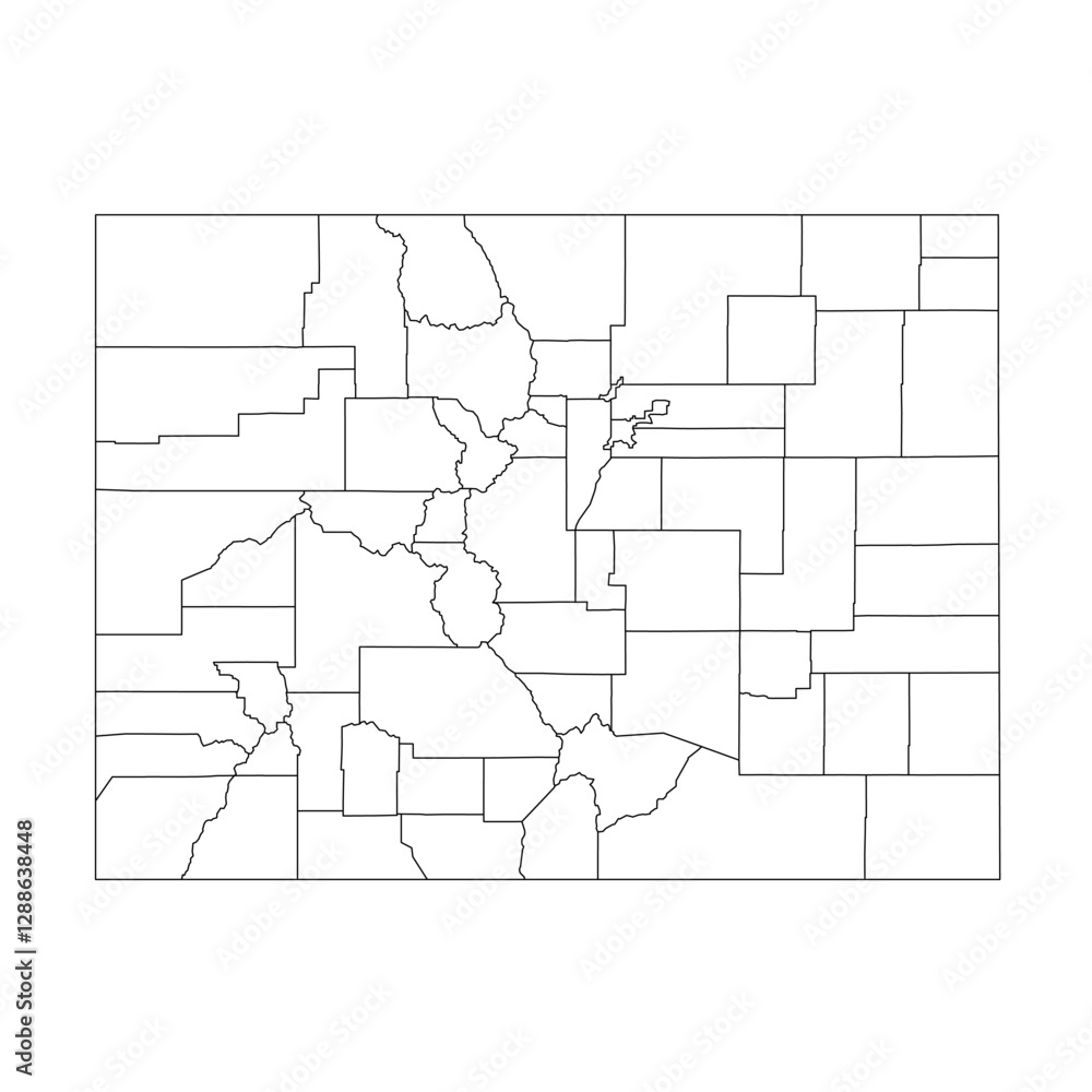 Colorado, CO - detailed political map of US state. Administrative map ...