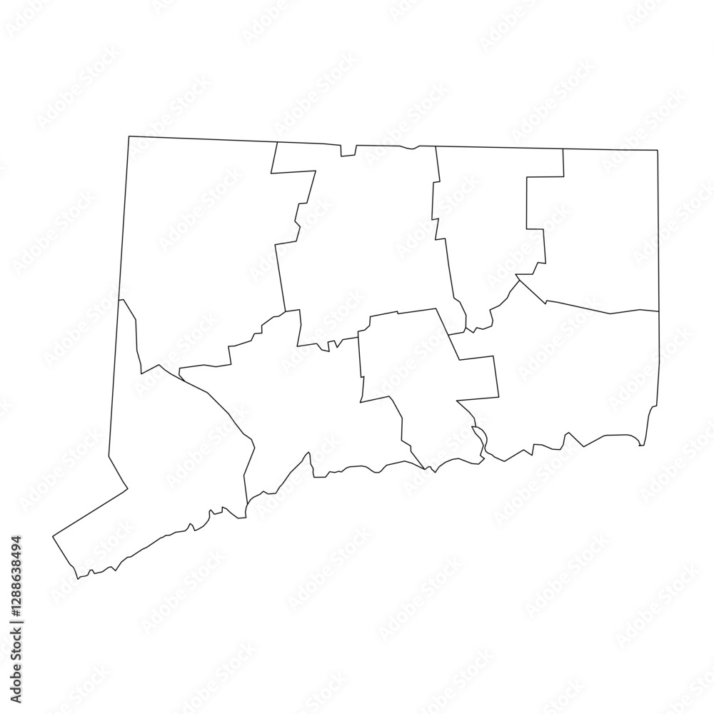 Vector de Stock Connecticut, CT - detailed political map of US state ...