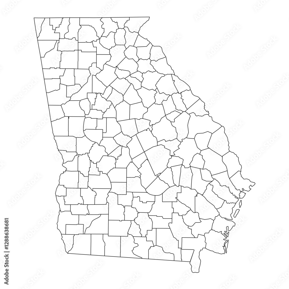 Georgia, GA - detailed political map of US state. Administrative map ...