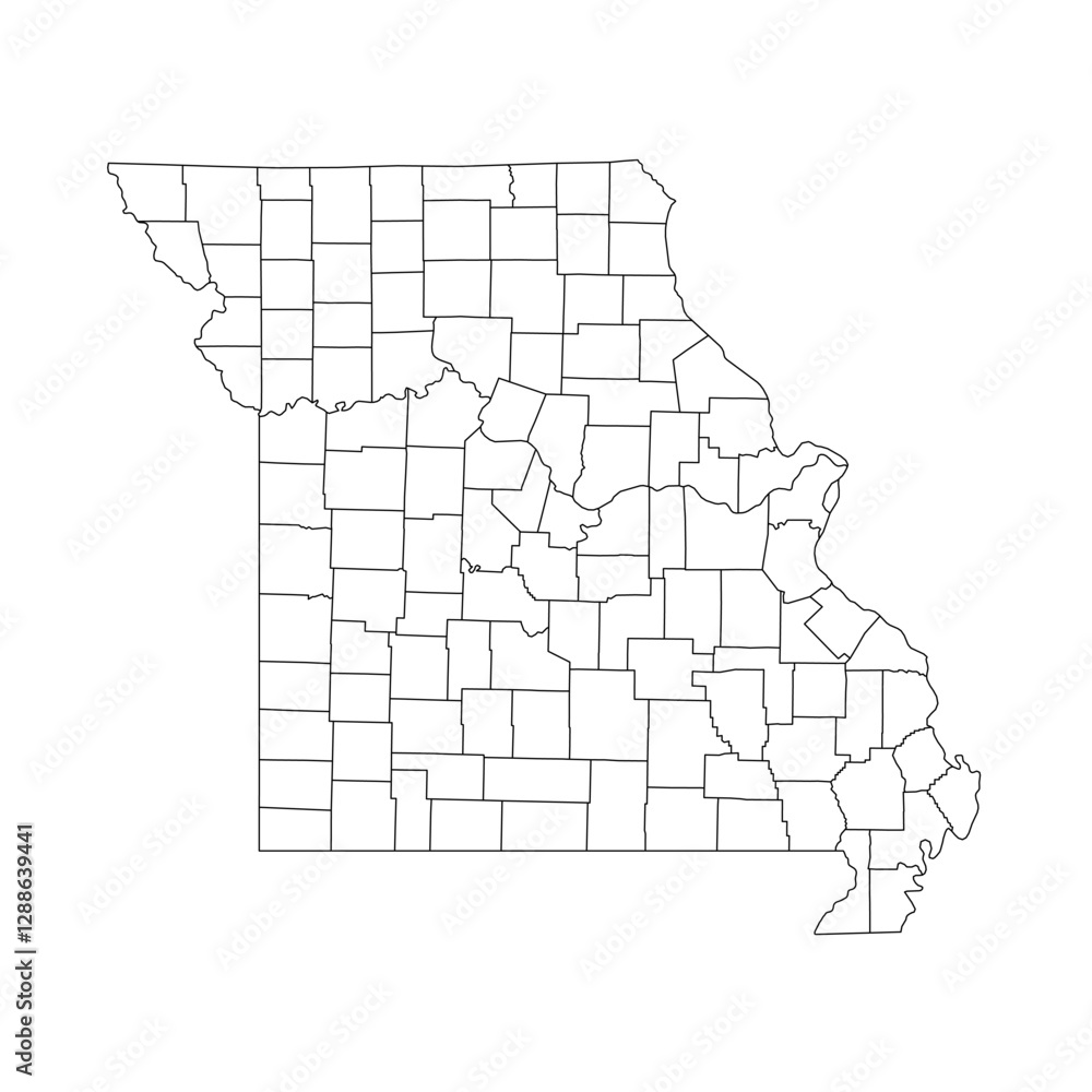 Missouri, MO - detailed political map of US state. Administrative map ...