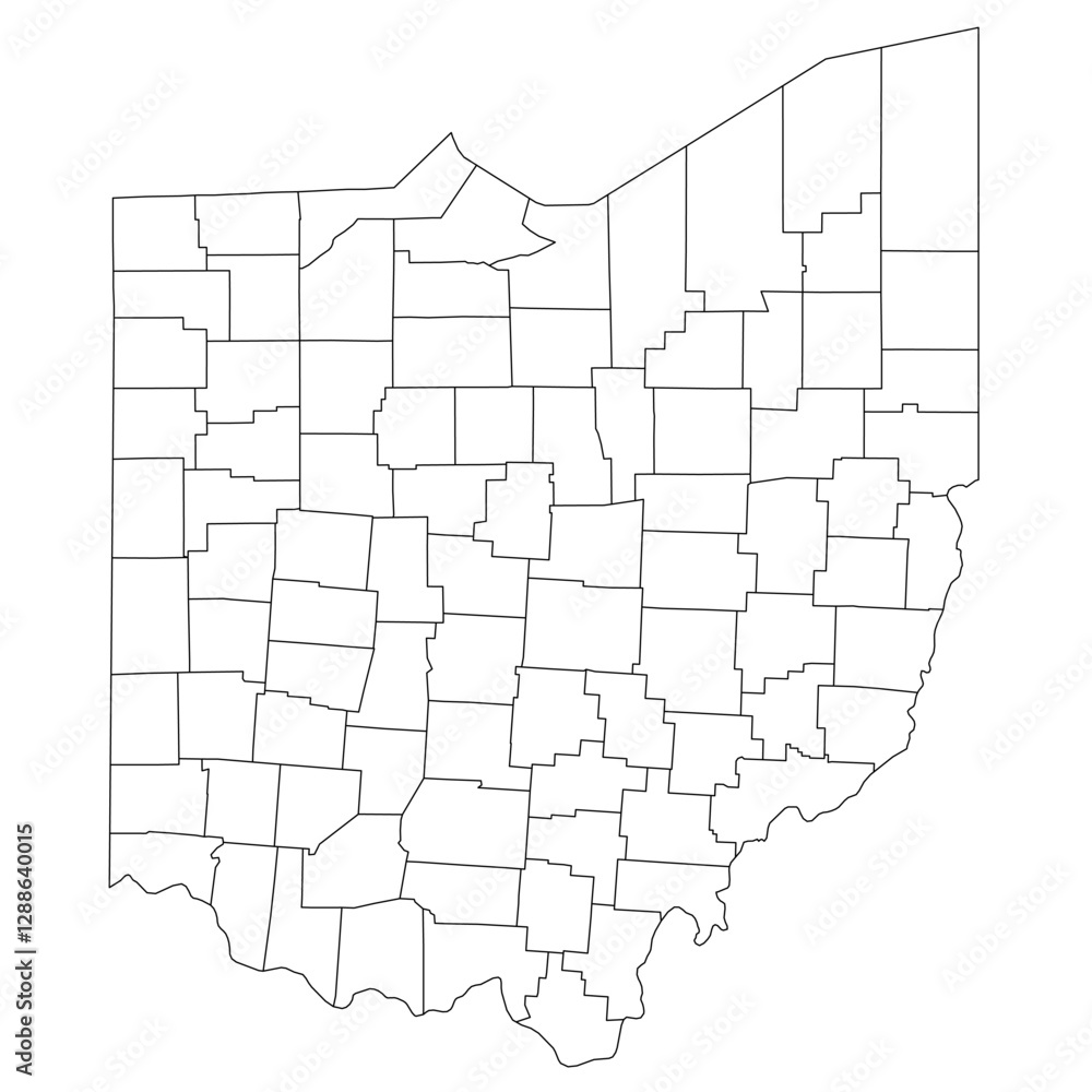 Ohio, OH - detailed political map of US state. Administrative map ...