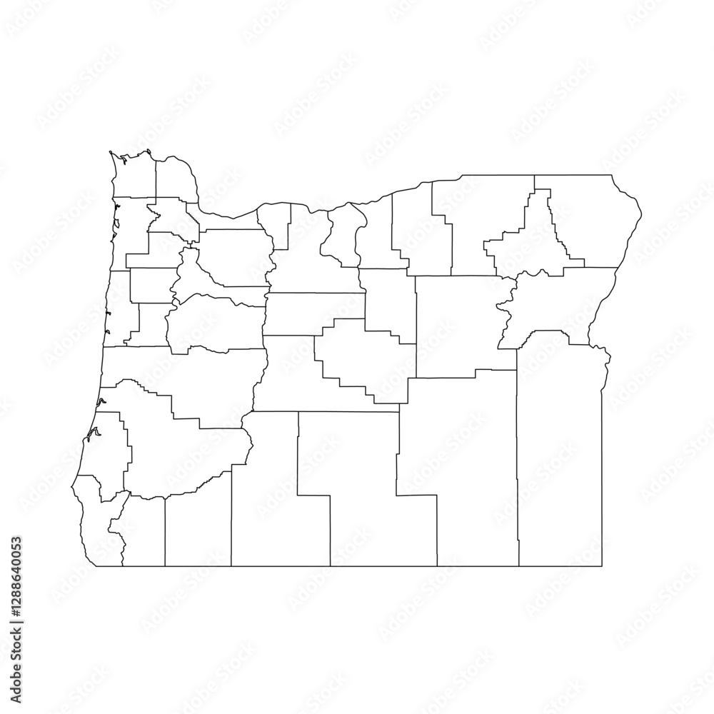 Oregon, OR - detailed political map of US state. Administrative map ...