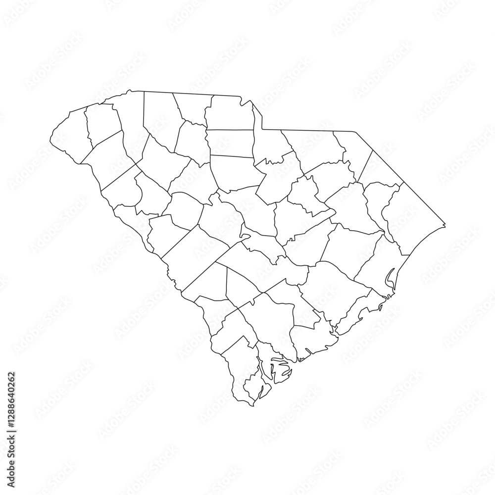South Carolina, SC - detailed political map of US state. Administrative ...