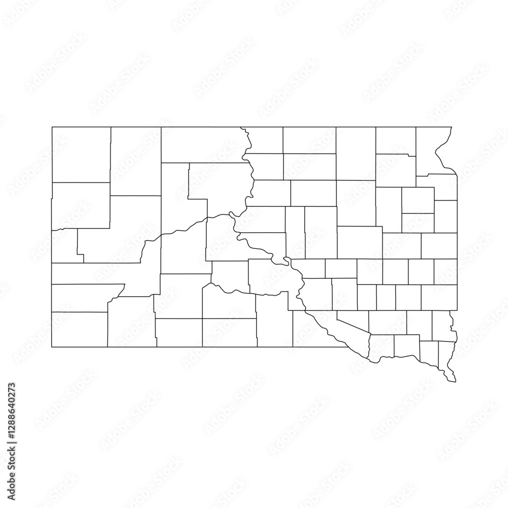 South Dakota, SD - detailed political map of US state. Administrative ...