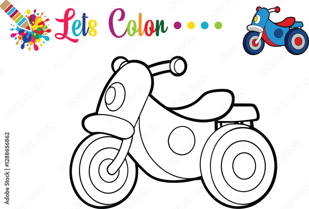 Cute Motorcycle Coloring Page for Kids Printable Activity for Preschool ...