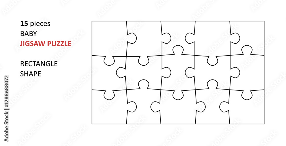 Jigsaw puzzle blank template. Cutting lines grid design for baby jigsaw ...