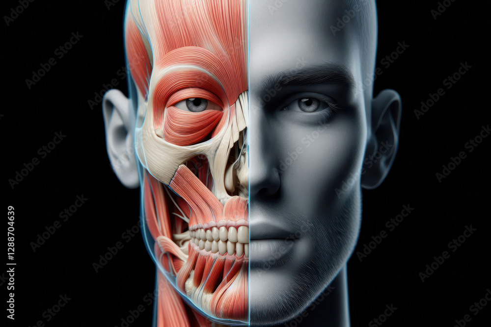 X-Ray of Half Human Face Anatomy Skull and Dental Structure Stock ...