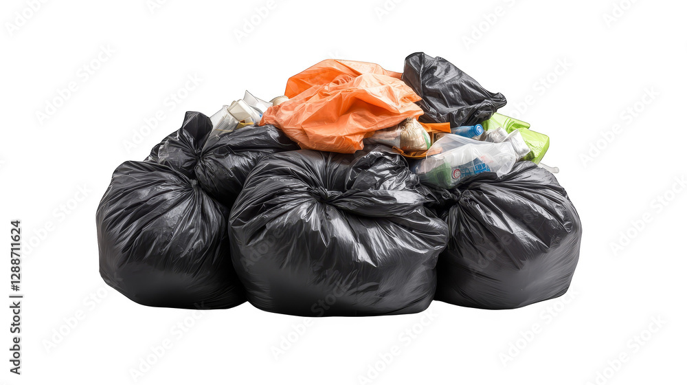 Overflowing garbage bags, a visual representation of waste disposal ...