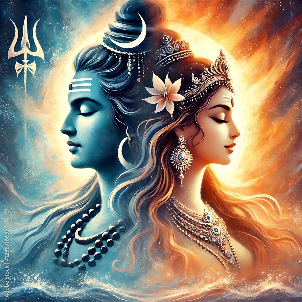 Lord Shiva and Mata Parvati Stock Illustration | Adobe Stock