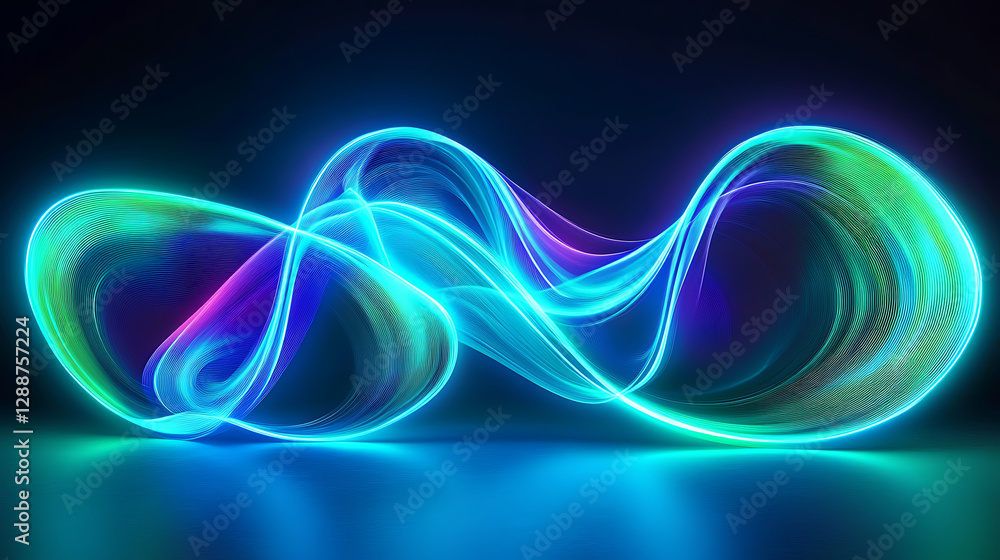 bstract background with blue and green neon light shapes, curves ...