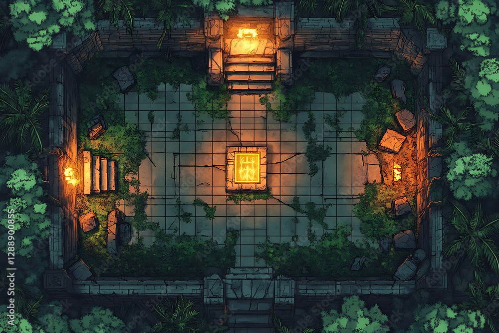 Overhead View Of A Jungle Temple Battle Map Pixel Art Game Asset Design ...