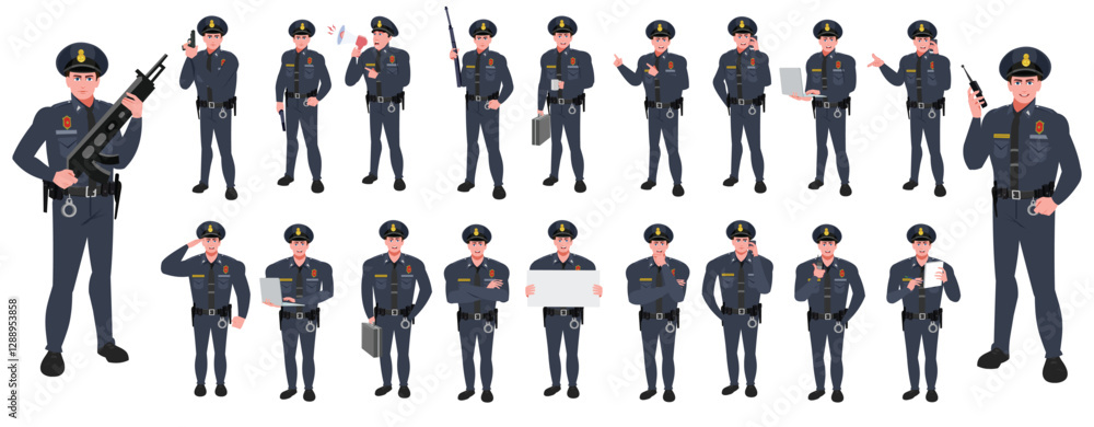Police Officer Character Design Model Sheet. Man, Character design ...