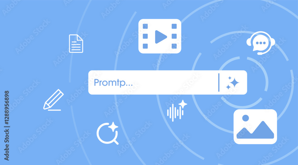 Concept of Artificial intelligence. Generate AI bar with an idea icons ...