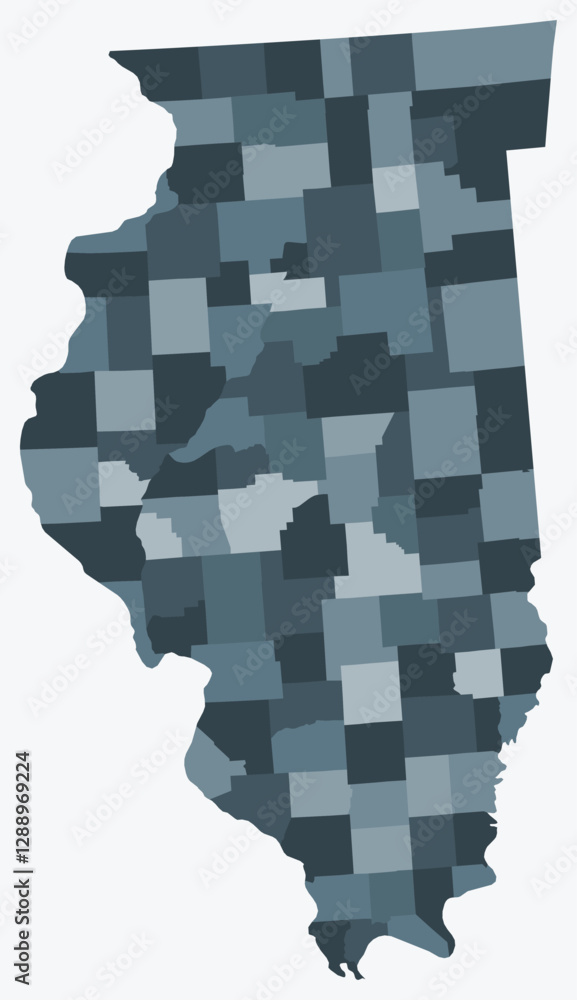 Image vectorielle Stock Map of Illinois with counties. Just a simple ...