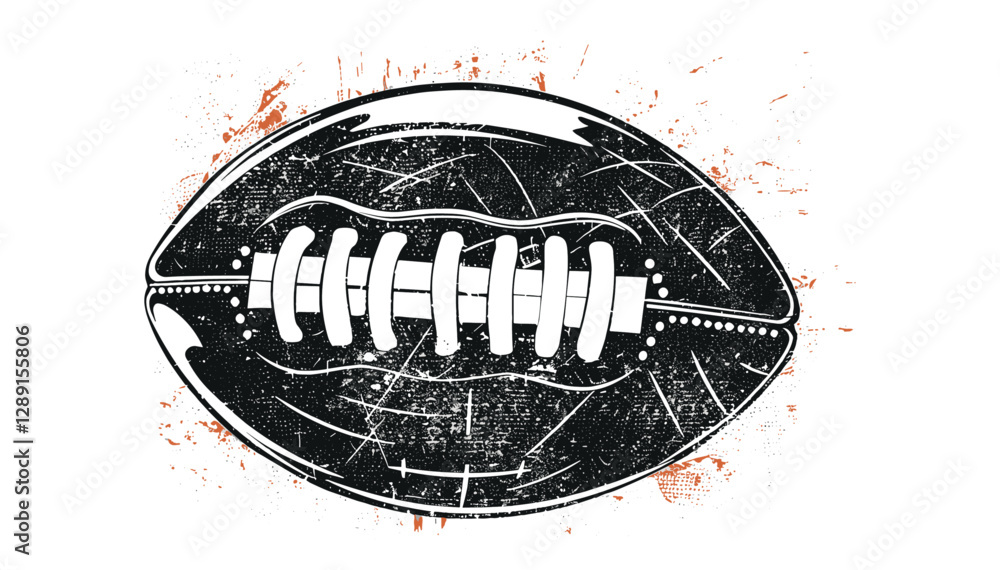 American football retro stencil vector, grunge texture illustration ...