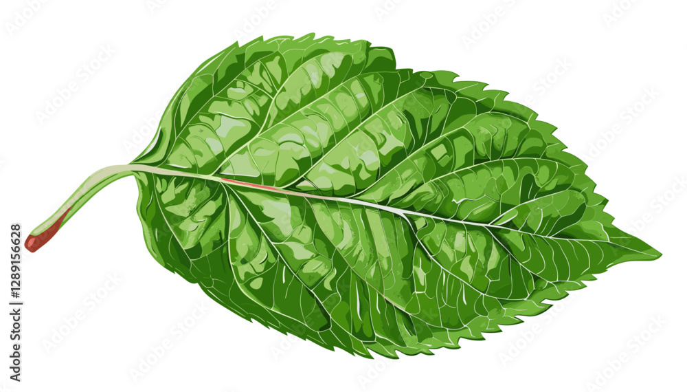 Apple leaf vector isolated on white, transparent PNG, green foliage ...