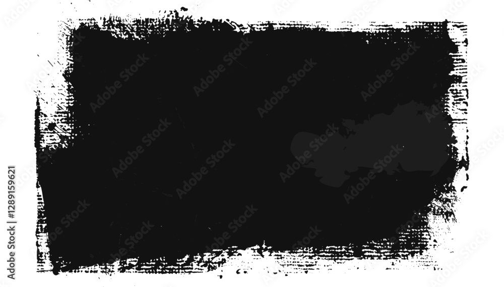 Vector black grunge rectangle background with paint roller strokes ...