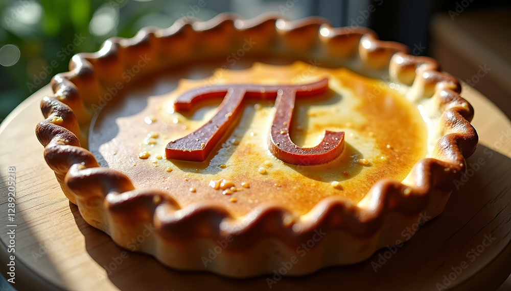 Delicious pie with the Pi symbol on top, presented as a celebration of ...
