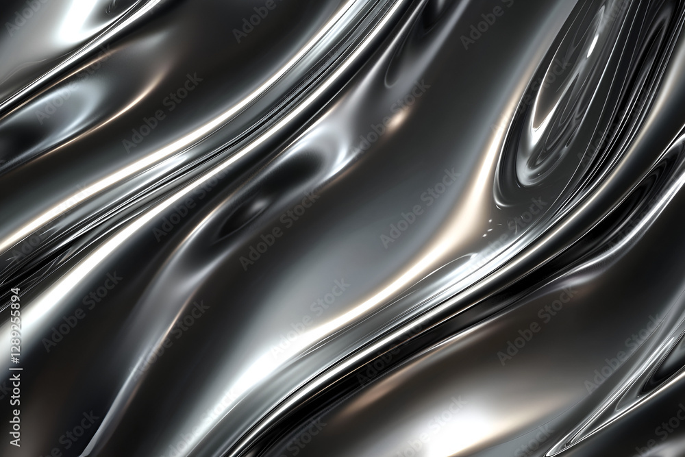 Liquid Metal Abstract: A mesmerizing dance of molten silver, swirling ...