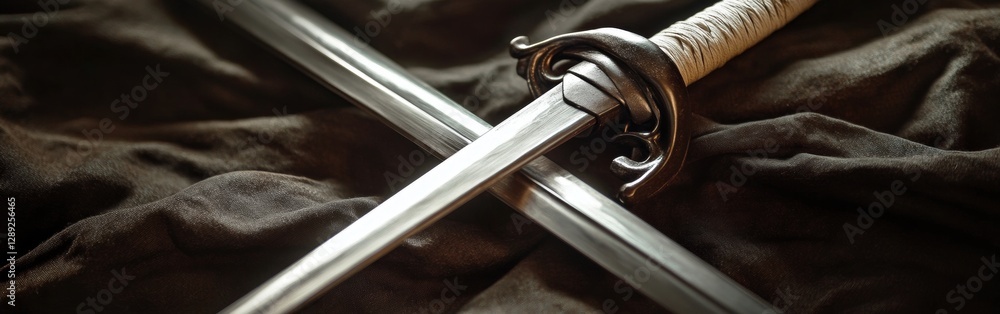 Crossed fencing swords create a powerful composition, highlighting the ...
