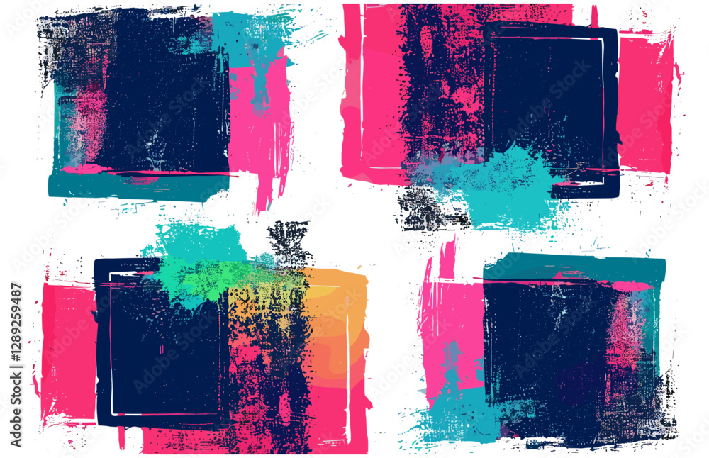 Glitch effect vector abstract stamp overprint with distressed grunge ...