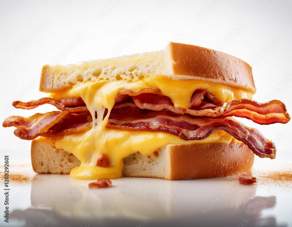 Fotografía de estudio profesional de un sandwich de bacon y queso ...