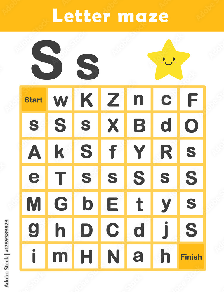 Letter S Maze Worksheet for Kindergarten and Preschool. Alphabet ...