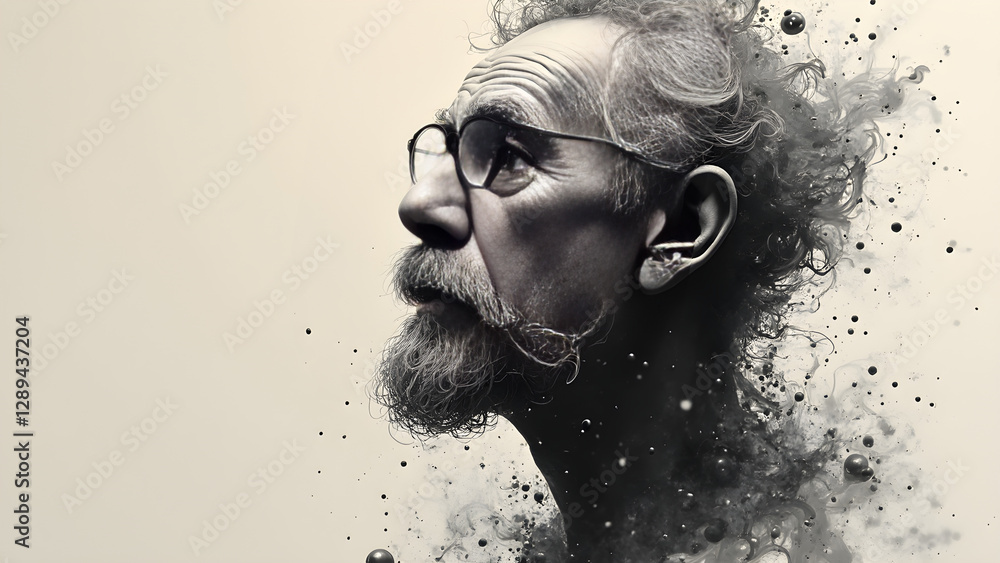 Fluid simulation of ink portrait. Ultra realistic portrait of an ...