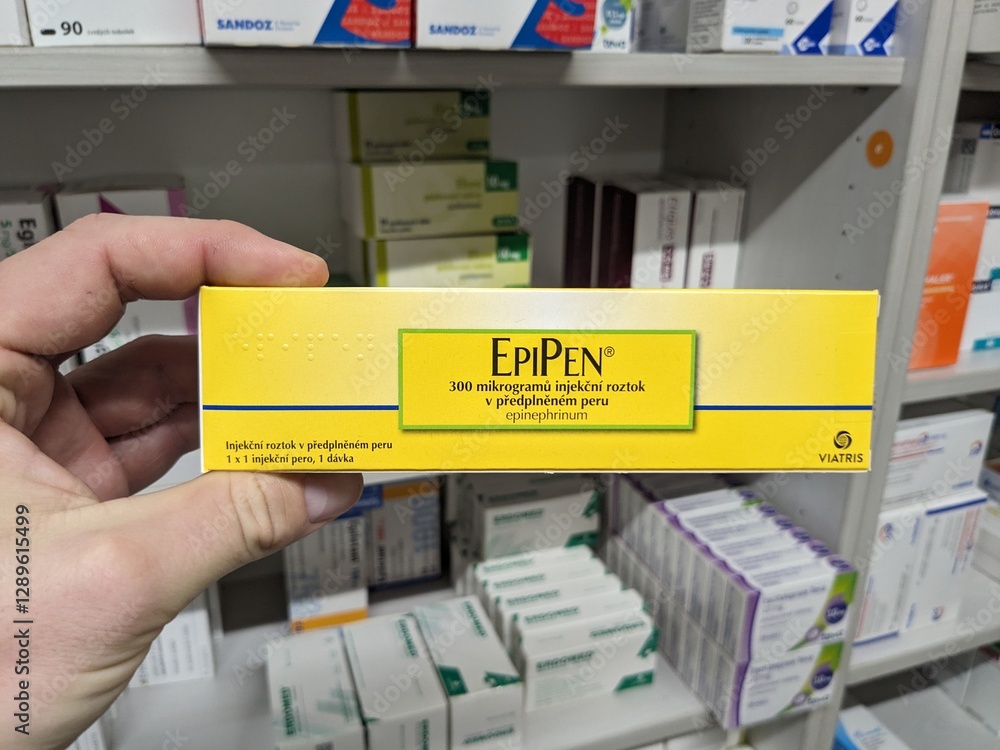 Prague, Czech Republic - July 9 2024: EPIPEN box of medication with ...