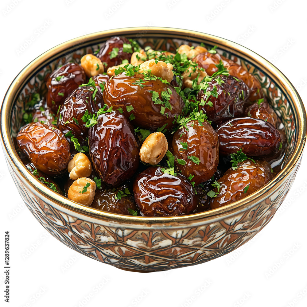 Traditional Ramadan dish with stuffed dates and nuts, Arabic cuisine ...