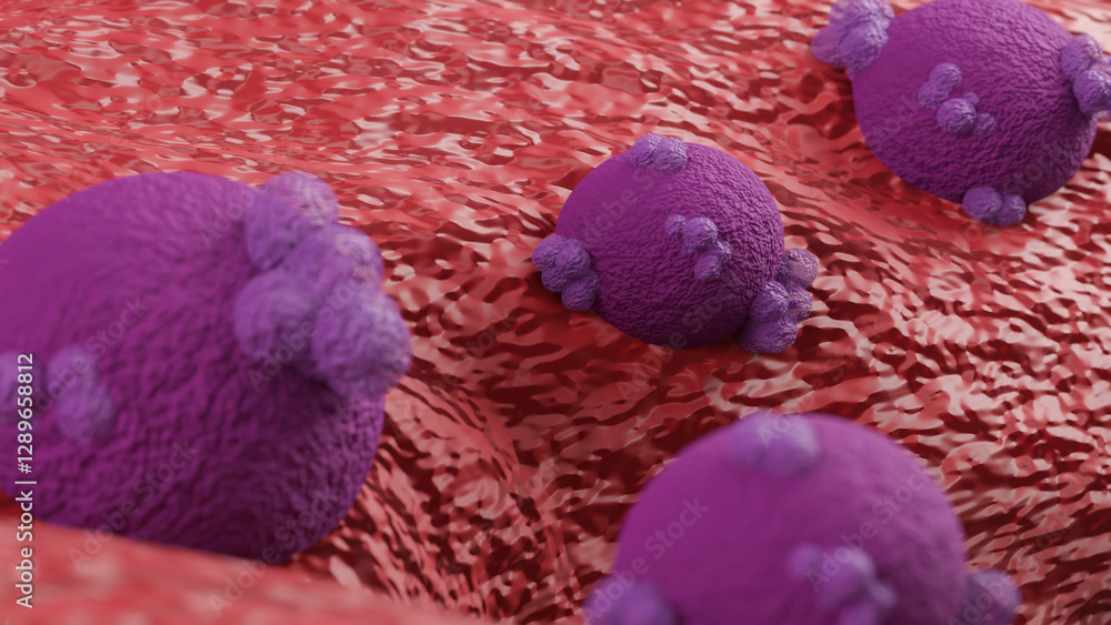 Cancerous tissue destroying human cell, tumor concept. Ovarian ...