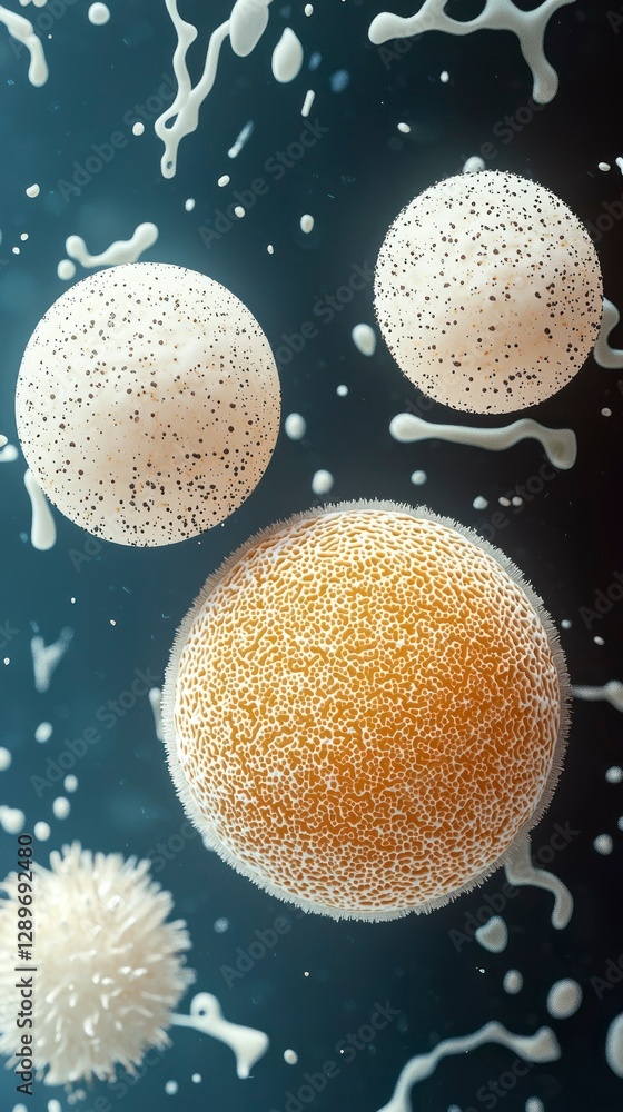 Explore a vibrant microscopic world displaying various cells and ...